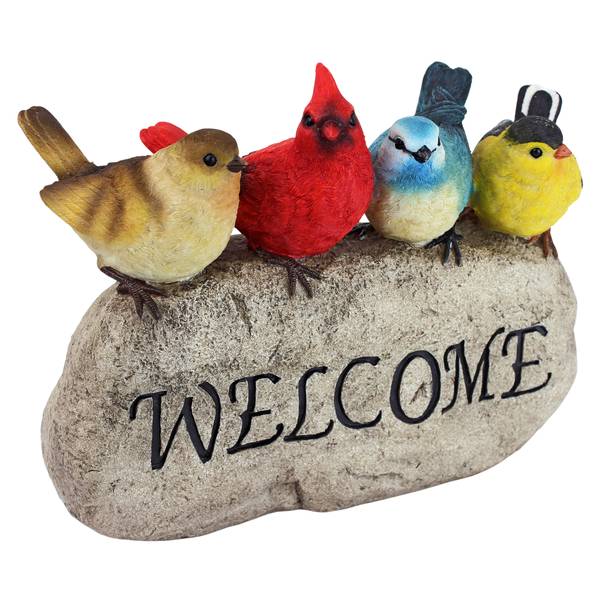 Design Toscano Welcome Birds Quartet on Rock Statue Sign - QM21001 ...