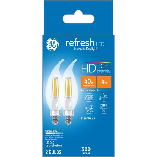 GE 2-Pack 4-Watt Refresh LED Energetic Daylight Dimmable CAC HD Light ...