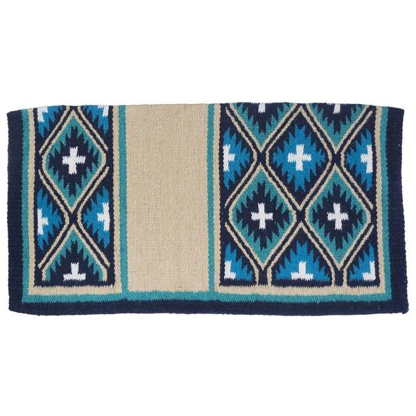 Tough-1 36"x34" Sequoyah Wool Saddle Blanket, Taupe/Navy/Teal/Turquoise ...