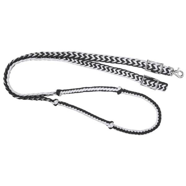 Tough-1 Deluxe Knotted Cord Roping Reins, Black/White - 54-915-103-0 ...