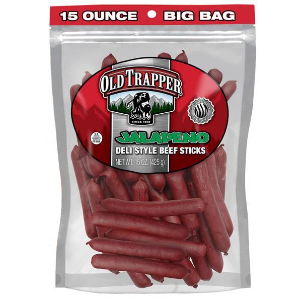 Old Trapper 15 oz Jalapeno Deli Style Beef Sticks - 33215T | Blain's ...