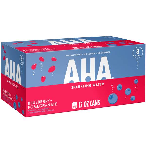 AHA Sparkling Water 8-pack 12 oz Blueberry Pomegranate - 157375 | Blain's Farm & Fleet