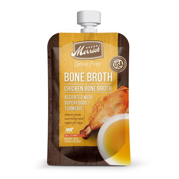 Merrick Grain Free Chicken Bone Broth, 7 oz Nourishing Meal Topper ...