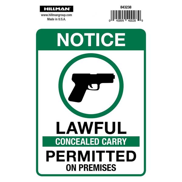 Hillman 4" x 6" Concealed Carry Permitted Sign - 843238 | Blain's Farm ...