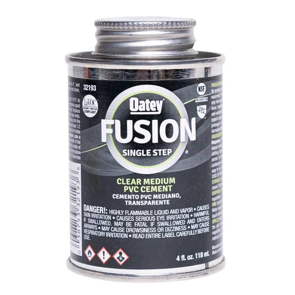 Oatey 4 oz Fusion Single Step Clear Self-Priming Medium PVC Cement ...