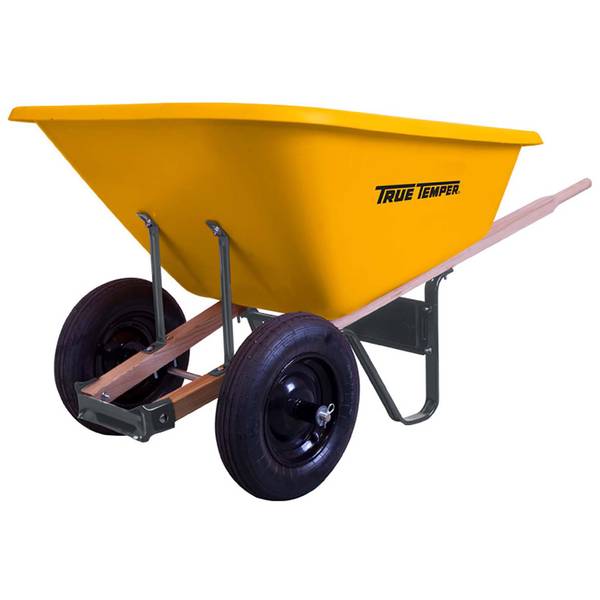 Ames True Temper 8 Cubic Foot Poly Wheelbarrow With Dual Wheels RP812