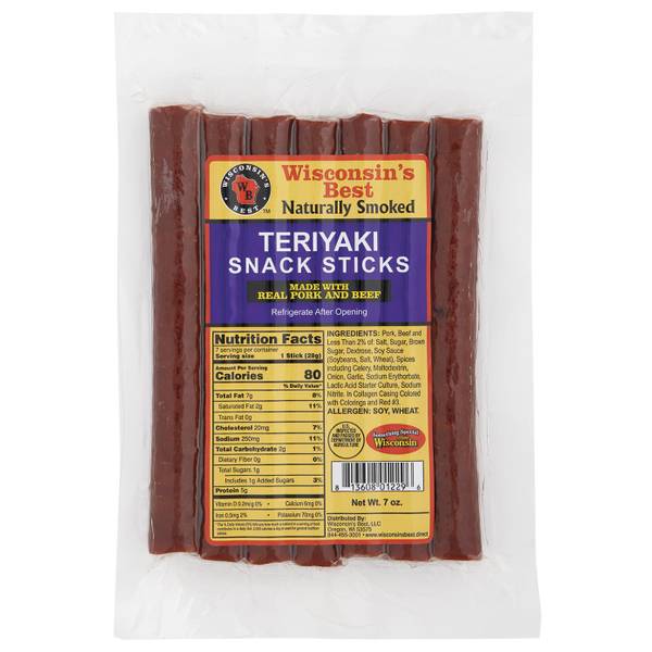 Wisconsin's Best 7 oz Teriyaki Snack Stick Pack - 58016DC | Blain's ...