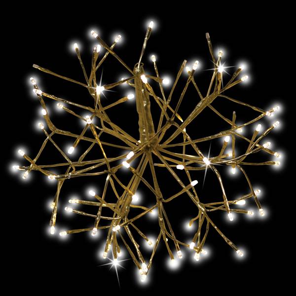 Holiday Bright Lights LED 16" 3D Shimmering Sphere Matte Gold Wire/Warm ...