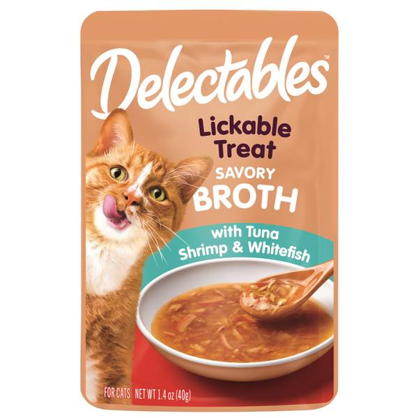 Delectables Tuna/Whitefish/Shrimp Broth Cat Food, 1.4 oz Gourmet ...