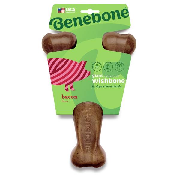 Benebone Giant Wishbone Dog Chew Toy - Bacon - 876244 | Blain's Farm ...