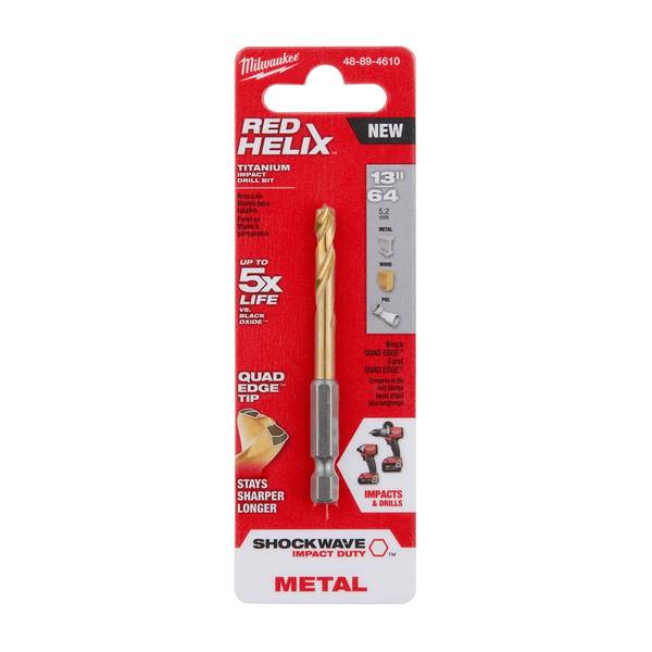 Milwaukee 13/64" Titanium SHOCKWAVE Red Helix Drill Bit - 48-89-4610 | Blain's Farm & Fleet