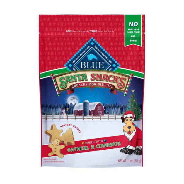 Blue Buffalo 11 oz Santa Snacks Natural Oatmeal & Cinnamon Crunchy Dog Treat Biscuits - 476-817 ...