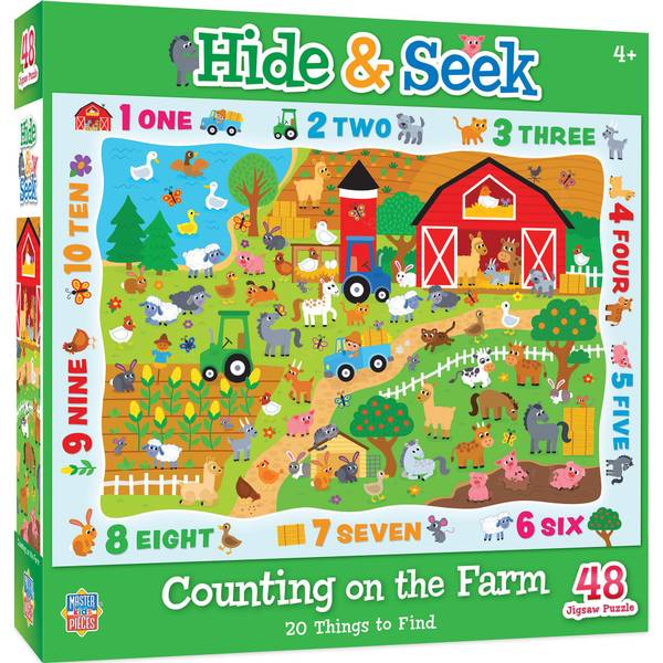 Masterpiece Puzzle 48-Piece Hide and Seek Counting on the Farm Puzzle ...