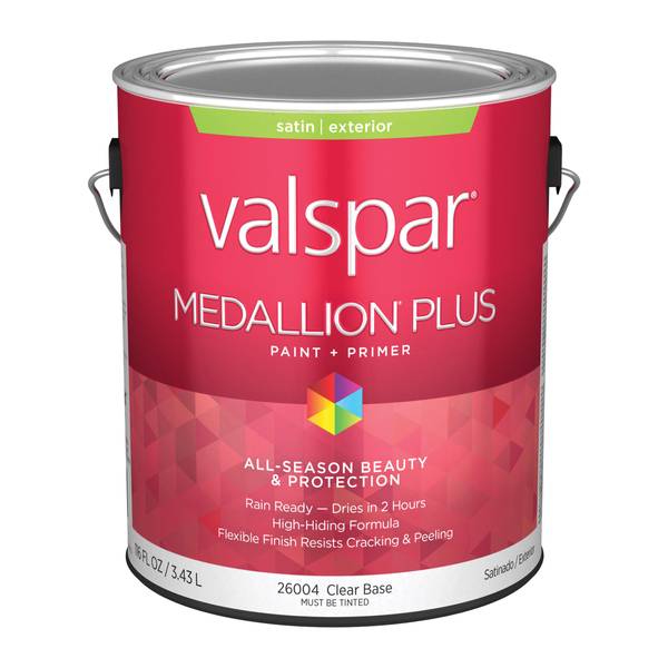 Valspar 1 Gallon Clear Base Satin Medallion Plus Exterior Paint ...