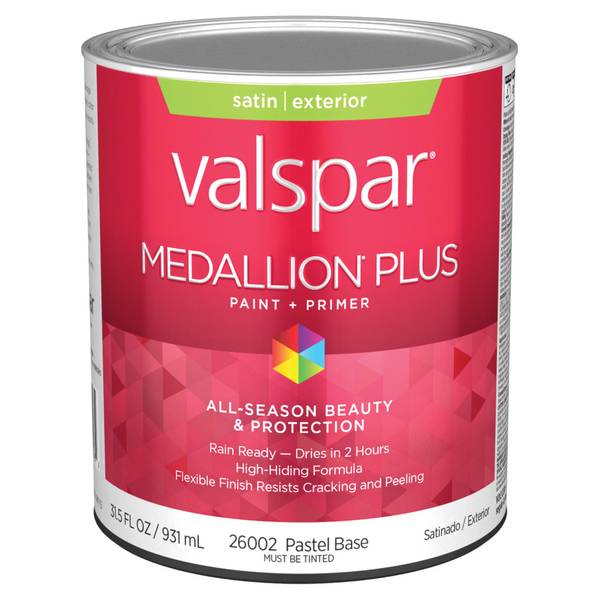 Valspar 1 Quart Medallion Plus Exterior Paint + Primer, Satin, Pastel ...