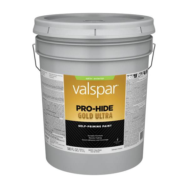 Valspar 5 Gallon Clear Base Satin Pro-Hide Gold Ultra Exterior - 028. ...