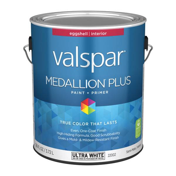 Valspar 1 Gallon Ultra White Eggshell Medallion Plus Interior Paint ...