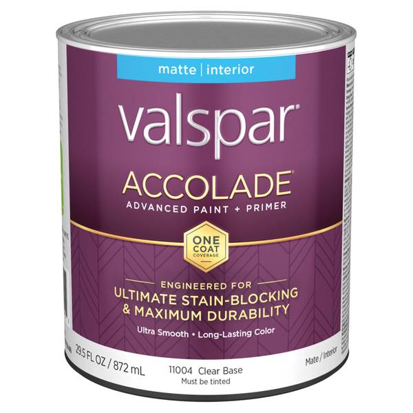 Valspar 1 Quart Accolade Interior Paint + Primer, Matte, Clear Base ...