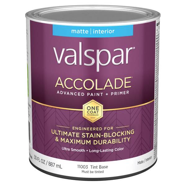 Valspar 1 Quart Accolade Interior Paint + Primer, Matte, Tint Base ...