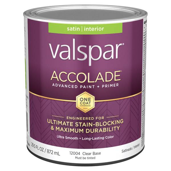 Valspar 1 Quart Accolade Interior Paint + Primer, Satin, Clear Base ...