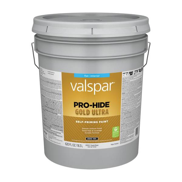 Valspar 5 Gallon Pastel Base Flat Pro-Hide Gold Ultra Interior - 028. ...