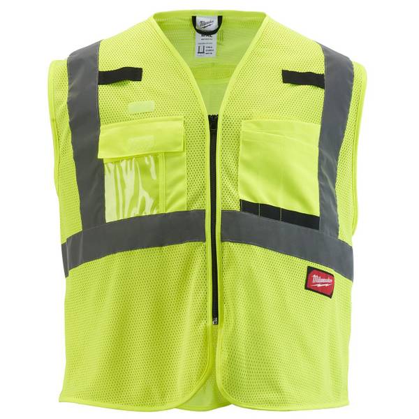 Milwaukee Class 2 High Visibility Yellow Mesh Safety Vest, Small/Medium ...