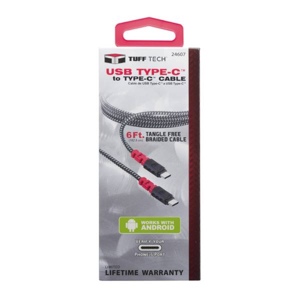 Tuff Tech 6' USB-C to USB-C Cable - 24607 | Blain's Farm & Fleet