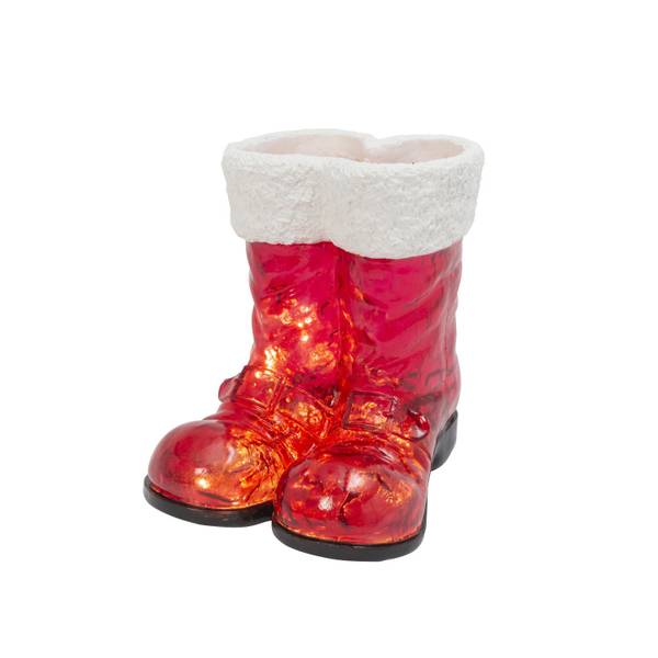 Gerson 16.3 in. Illuminating Resin Holiday Santa Boots with LEDs ...