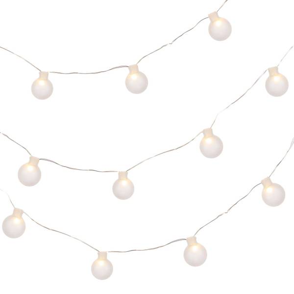 Gerson 30 Count Battery Operated White Frosted Glass Bubble Light String 46125ec Blains