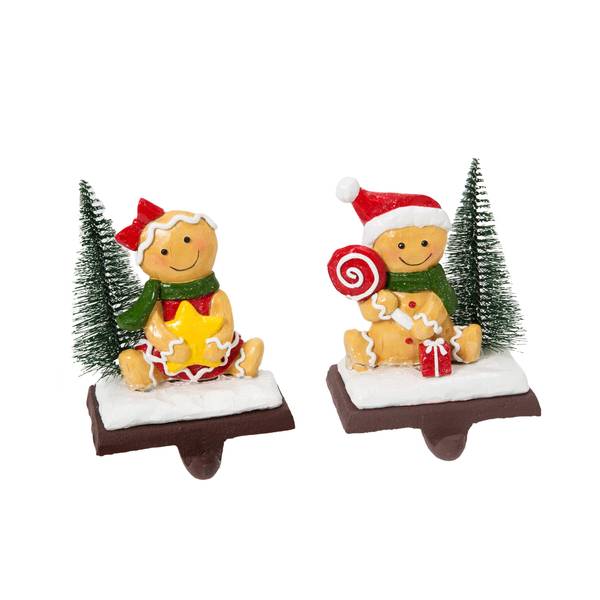 Gerson Set of 2 Whimsical Christmas Gingerbread Stocking Holders ...