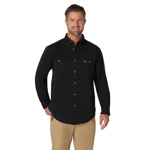 Wrangler Men's Riggs Workwear Long Sleeve Twill Work Shirt, Black, XL ...