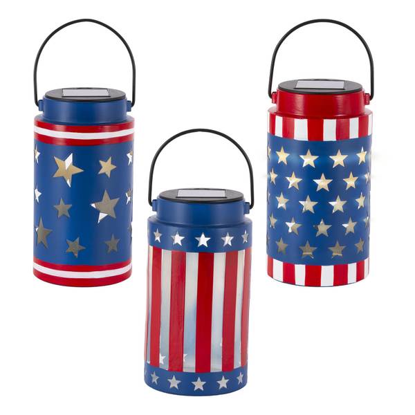 Gerson 7" Solar Lighted Metal Americana Lantern Assortment - 2707540 ...