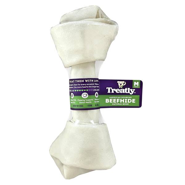 Treatly Medium Natural Flavor American Beefhide Bone Dog Chew - 04313 ...