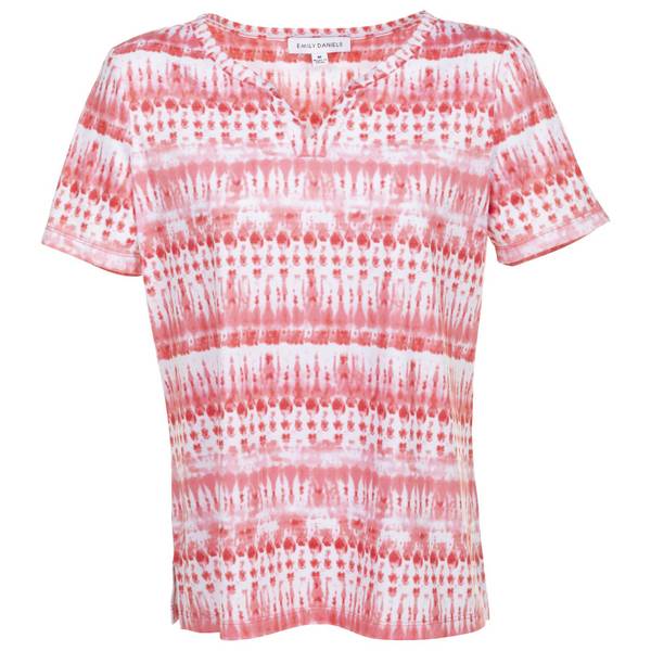 Emily Daniels Women's Short Sleeve Slit Neck Top - ADCPM13924-890-L ...