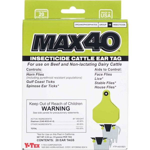 Y-Tex 20-Pack MAX40 Insecticide Cattle Tags - 099124 | Blain's Farm & Fleet