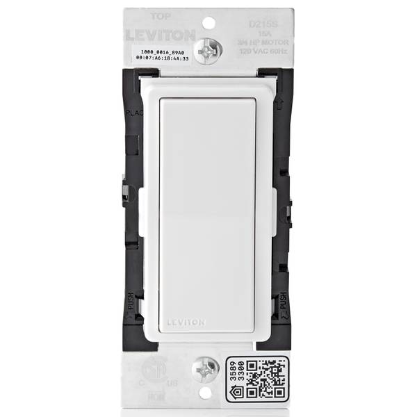 Leviton Decora Smart WiFi 15A 120V White Rocker Switch - R02-D215S-1RW ...