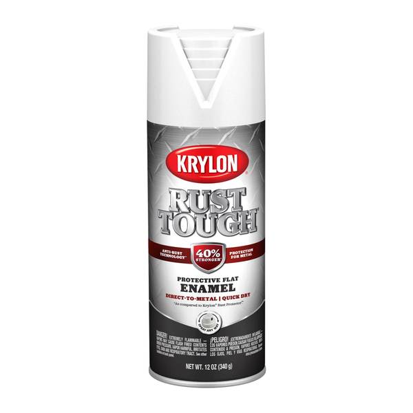 Krylon 12 oz Rust Tough Rust Preventive Enamel, Flat, White - K09219008 ... Krylon 12 oz Rust Tough Rust Preventive Enamel, Flat, White - K09219008 ...