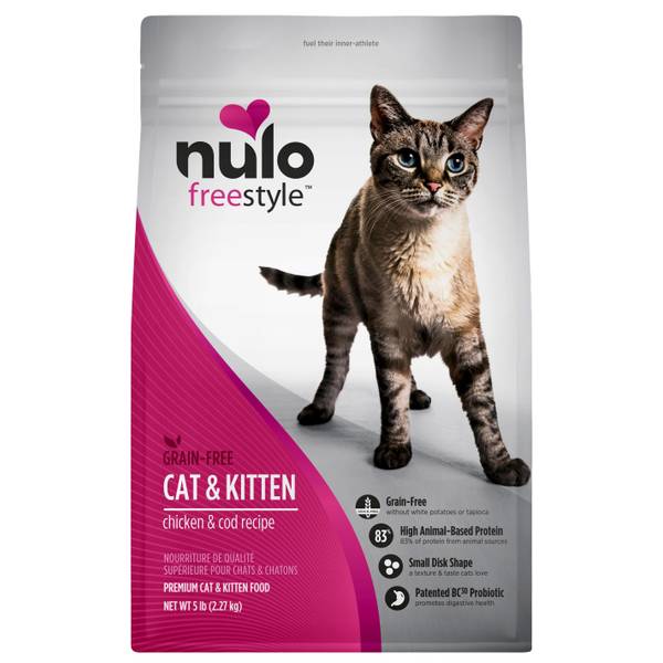 NULO Freestyle Chicken & Cod Recipe Grain-Free Dry Cat & Kitten Food, 5 lb, 83% Animal-Based ...