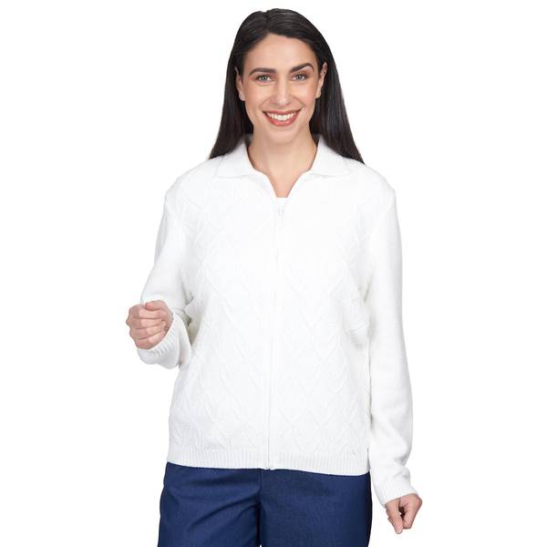Alfred Dunner Women's Zip Front Cardigan with Lurex - 02442-110-XL ...
