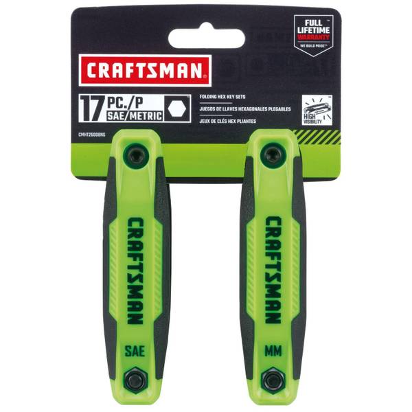 Craftsman 17 Piece High-Visibility SAE/METRIC Hex Key Set - CMHT26008NG ...