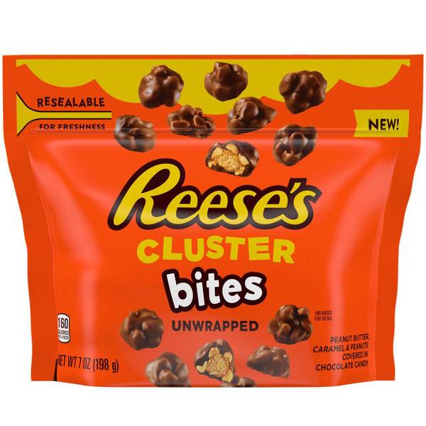 Reese's 7 oz CLUSTER BITES Peanut Butter, Caramel and Peanuts Candy Bag ...