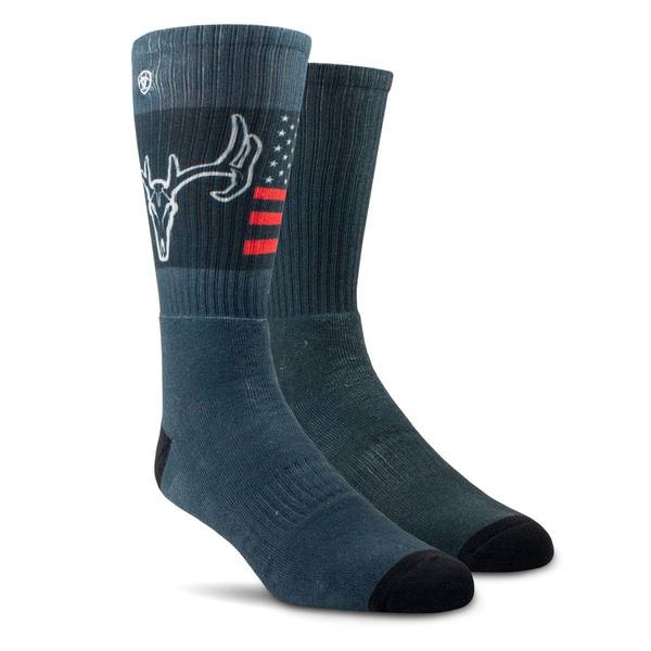 ARIAT 2-Pack Patriot Country Graphic Crew Socks - AR3189-010-M | Blain ...