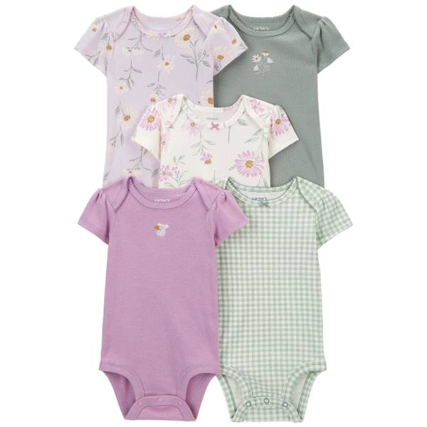 Carter's Infant Girls 5-Pack Floral Short-Sleeve Bodysuits - 1R035910 ...