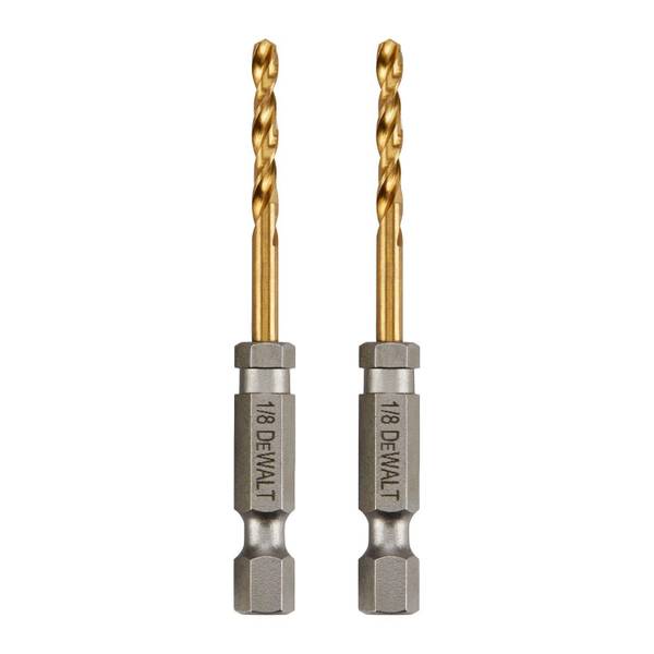 DEWALT 2-Piece 1/8" IMPACT READY Titanium Nitride Coating Drill Bit ...