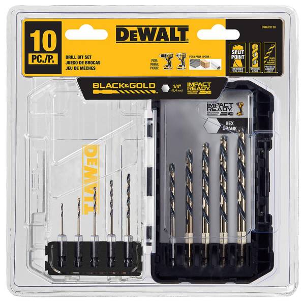 DEWALT 10-Piece Black and Gold Hex Drill Bit Set - DWAH1110 | Blain's ...