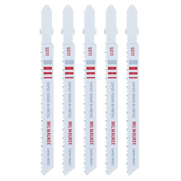 Milwaukee 5-Pack 4" 10TPI T-Shank Wood Bi-Metal Jig Saw Blades - 48-42 ...