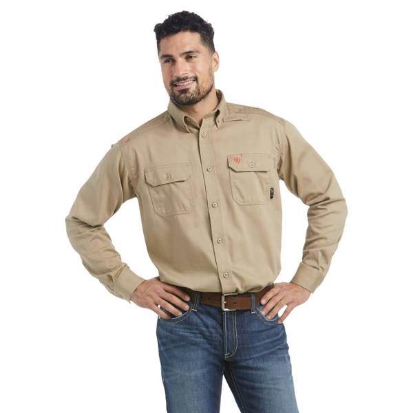 ARIAT Men's Flame Resistant Solid Long Sleeve Work Shirt - 10012251-S ...