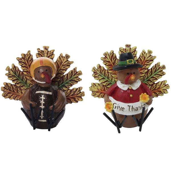 Transpac Imports Inc. Resin Football/Pilgrim Turkey Figurine Assortment ...