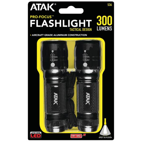 ATAK 2-Pack 300LM Pro-Focus Flashlight Set - 536 | Blain's Farm & Fleet