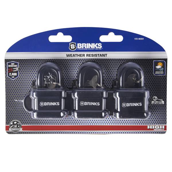 Brinks 3-Pack 40MM Laminated Steel Weather Resistant Padlock - 172 ...